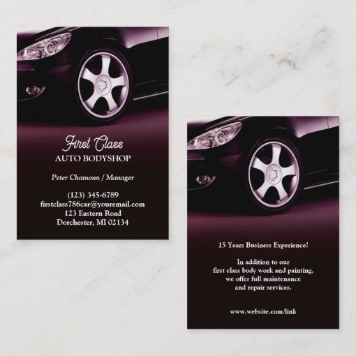 Auto Body Shop Chubby Business Card | Zazzle