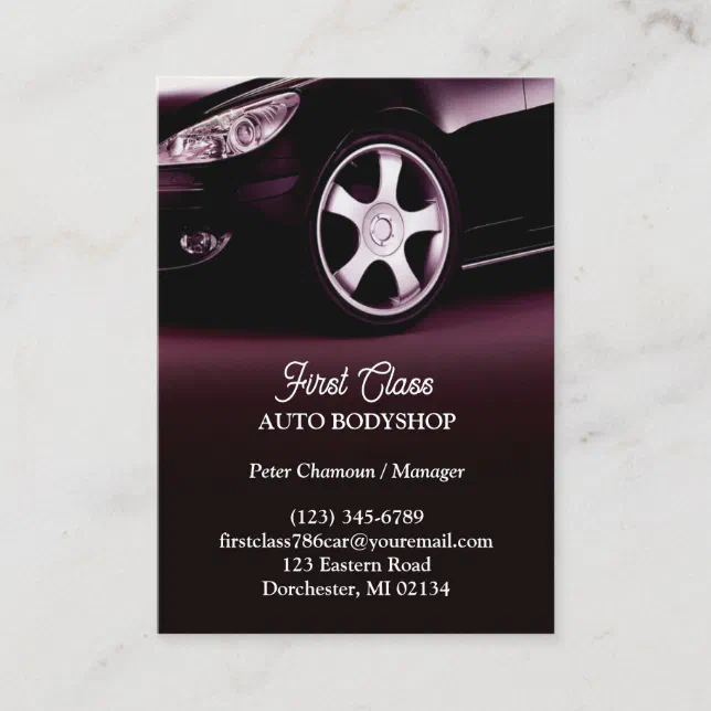 Auto Body Shop Chubby Business Card | Zazzle