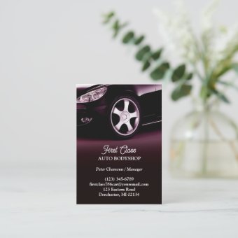 Auto Body Shop Chubby Business Card | Zazzle