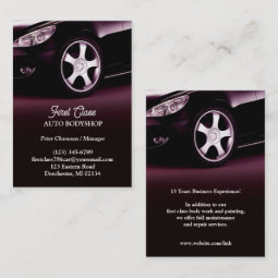 Auto Body Shop Chubby Business Card | Zazzle