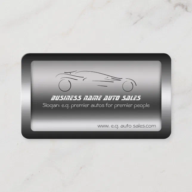 Auto Car on Brushed Steel - Sportscar template Business Card | Zazzle