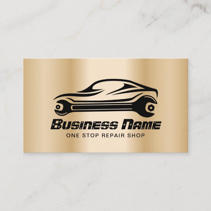 Auto Car Repair Modern Gold Automotive Mechanic Business Card | Zazzle