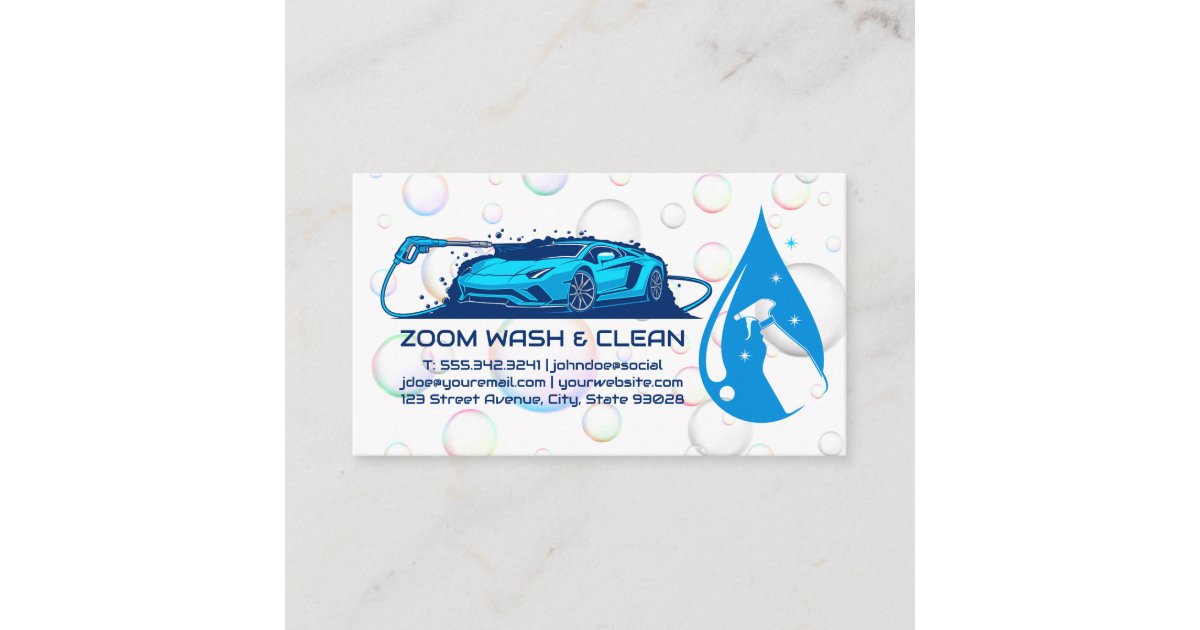 Auto Care | Car Wash Services Business Card | Zazzle