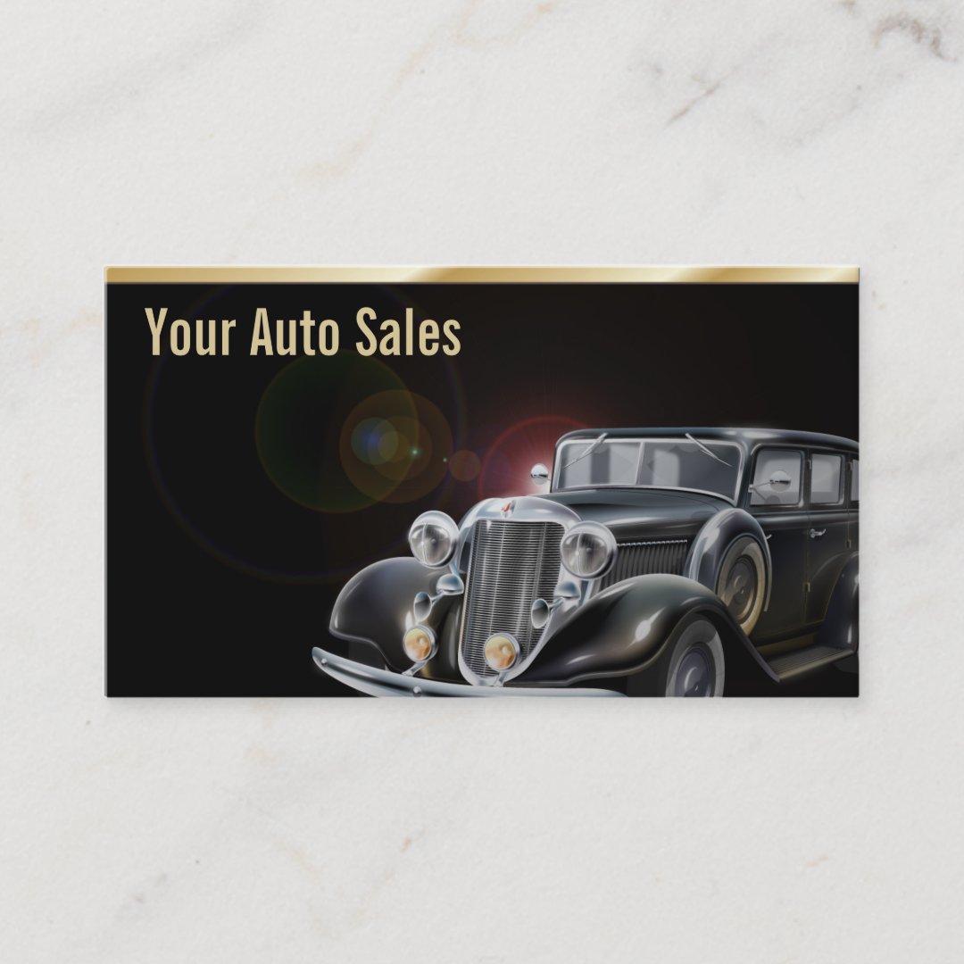Auto Dealer Car Sales Vintage Car Elegant Business Card | Zazzle
