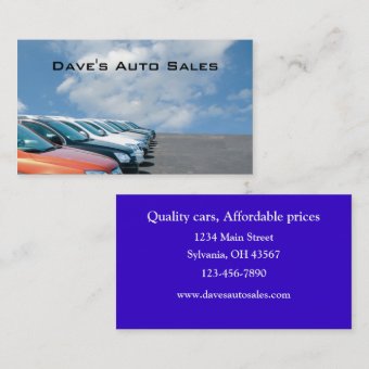 Auto dealer lot business card | Zazzle