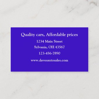 Auto dealer lot business card | Zazzle