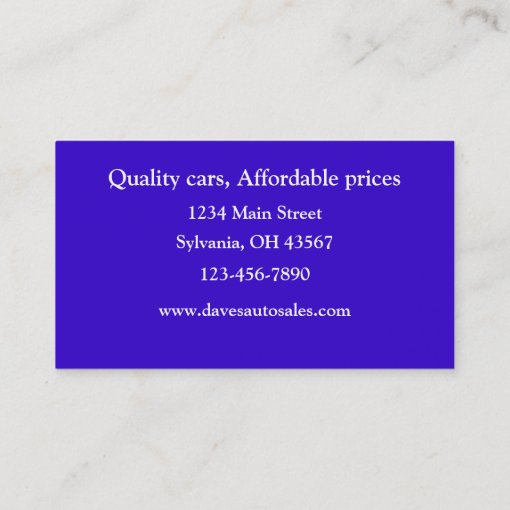 Auto dealer lot business card | Zazzle