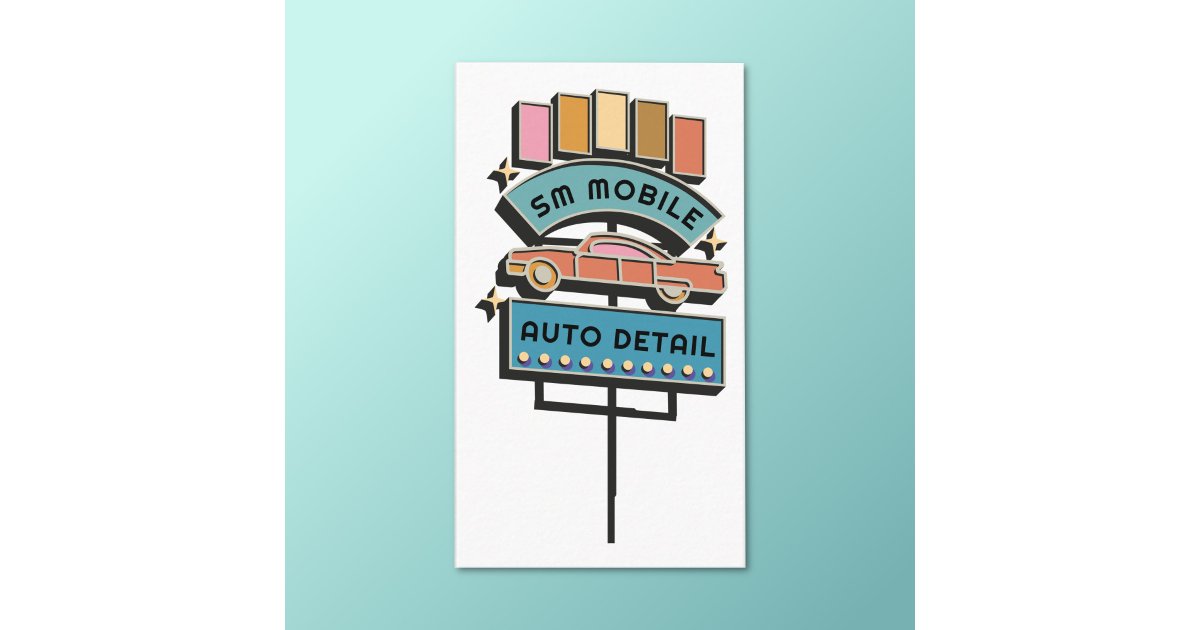 Auto Detail Car Wash Valeting Retro Vintage Business Card | Zazzle