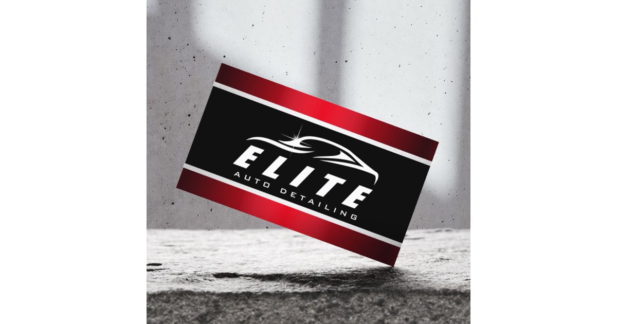 Auto Detailing Auto Spa Modern Black Red Car Business Card | Zazzle