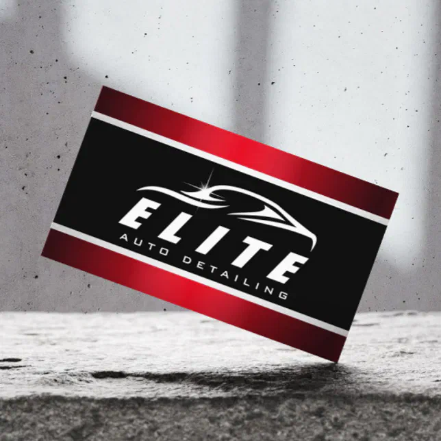 Auto Detailing Auto Spa Modern Black Red Car Business Card | Zazzle