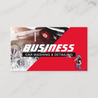 Auto Detailing Automotive Car Wash Red Cleaning Business Card | Zazzle