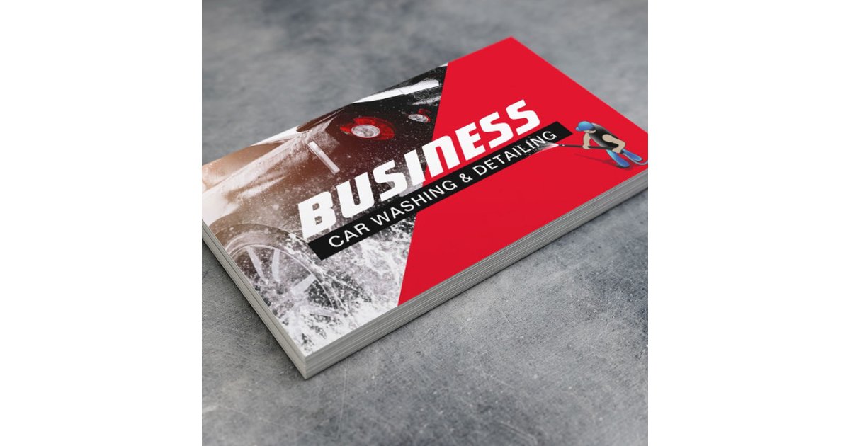 Auto Detailing Automotive Car Wash Red Cleaning Business Card | Zazzle