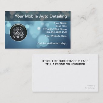 Auto Detailing Business Cards | Zazzle