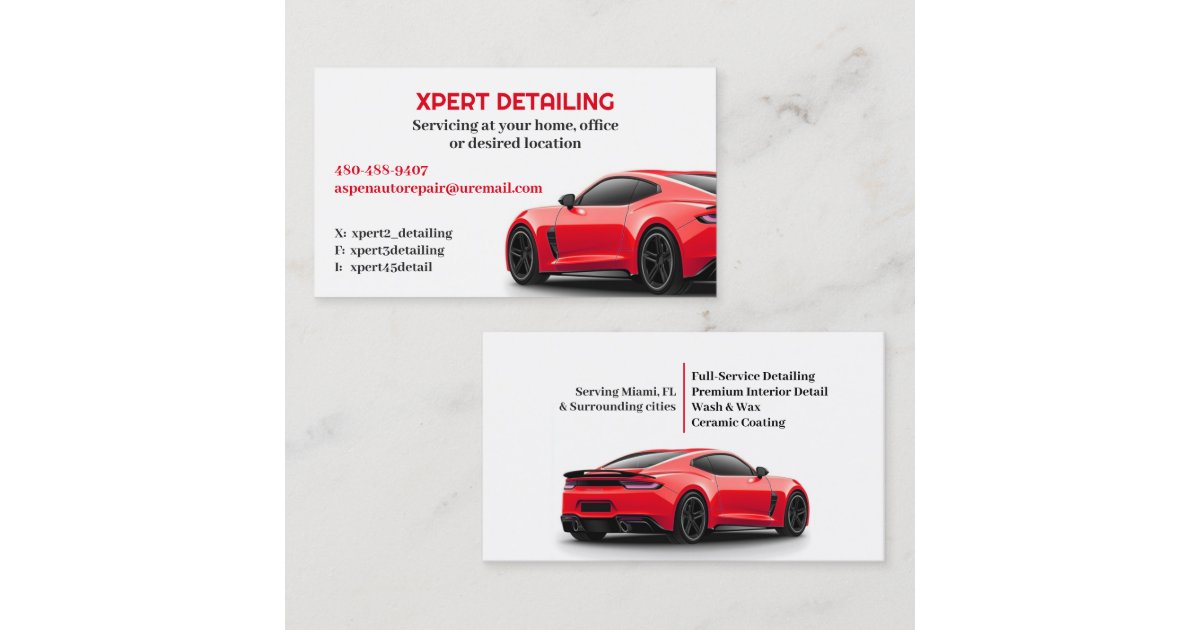 Auto Detailing Car Business Card | Zazzle