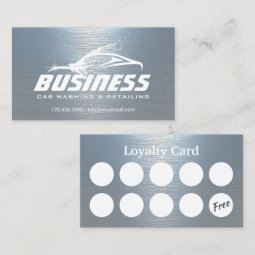 Auto Detailing Car Wash Cool Blue Metal Automotive Loyalty Card | Zazzle