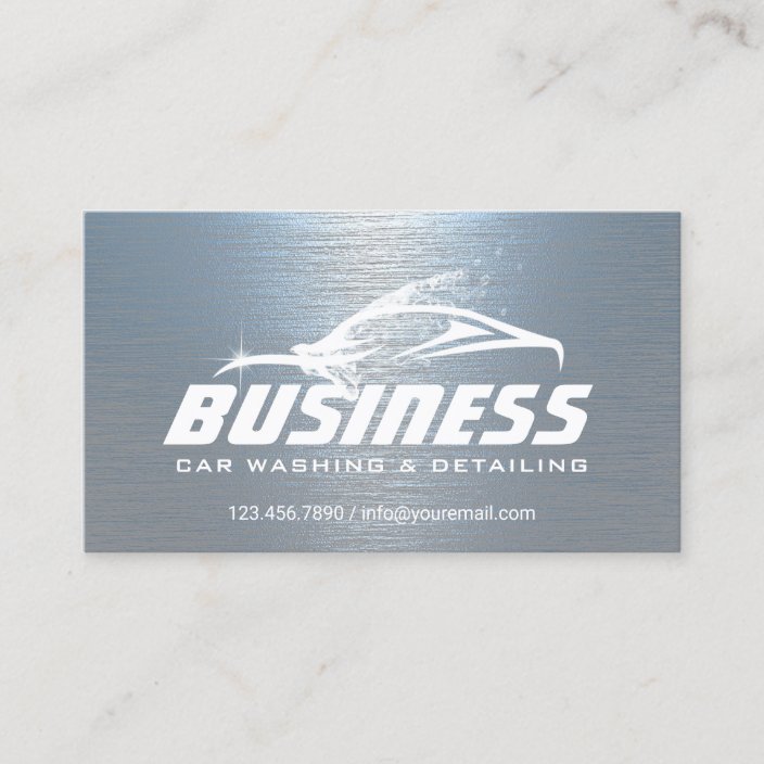 Auto Detailing Car Wash Cool Blue Metal Automotive Loyalty Card ...