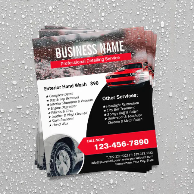 Auto Detailing Car Wash Professional Cleaning Flyer | Zazzle