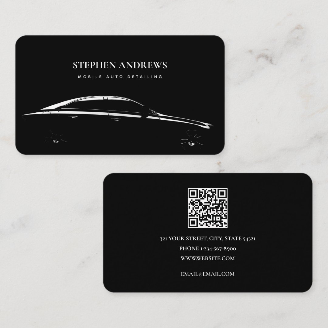 Auto Detailing Cleaning Auto Repair QR Code Business Card | Zazzle