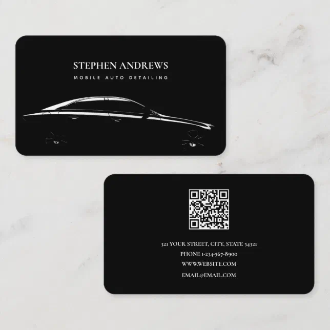 Auto Detailing Cleaning Auto Repair QR Code Business Card | Zazzle