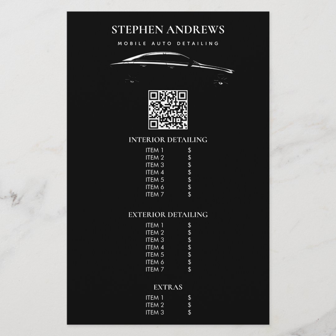 Auto Detailing Cleaning Auto Repair QR Code Flyer | Zazzle