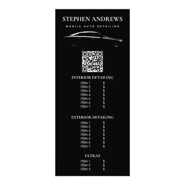 Auto Detailing Cleaning Auto Repair QR Code Rack Card | Zazzle