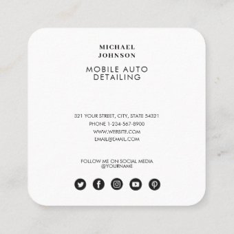 Auto Detailing Cleaning Auto Repair QR Code Social Square Business Card ...