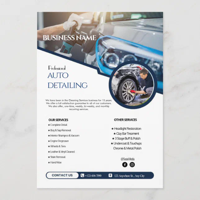 Auto Detailing Cleaning Service flyers Invitation | Zazzle