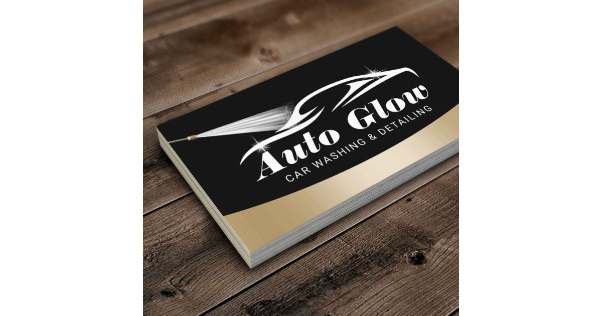 Auto Detailing Modern Black Gold Car Cleaning Business Card | Zazzle