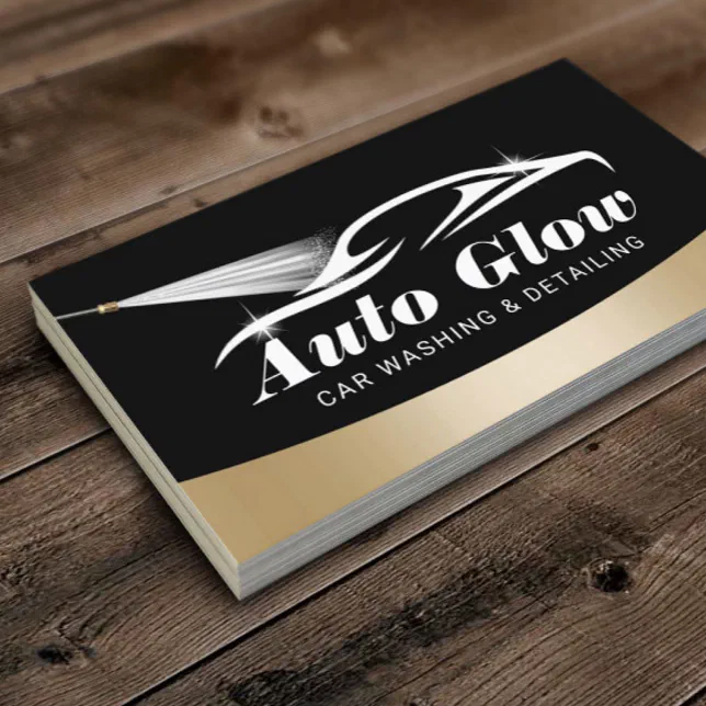 Auto Detailing Modern Black Gold Car Cleaning Business Card | Zazzle