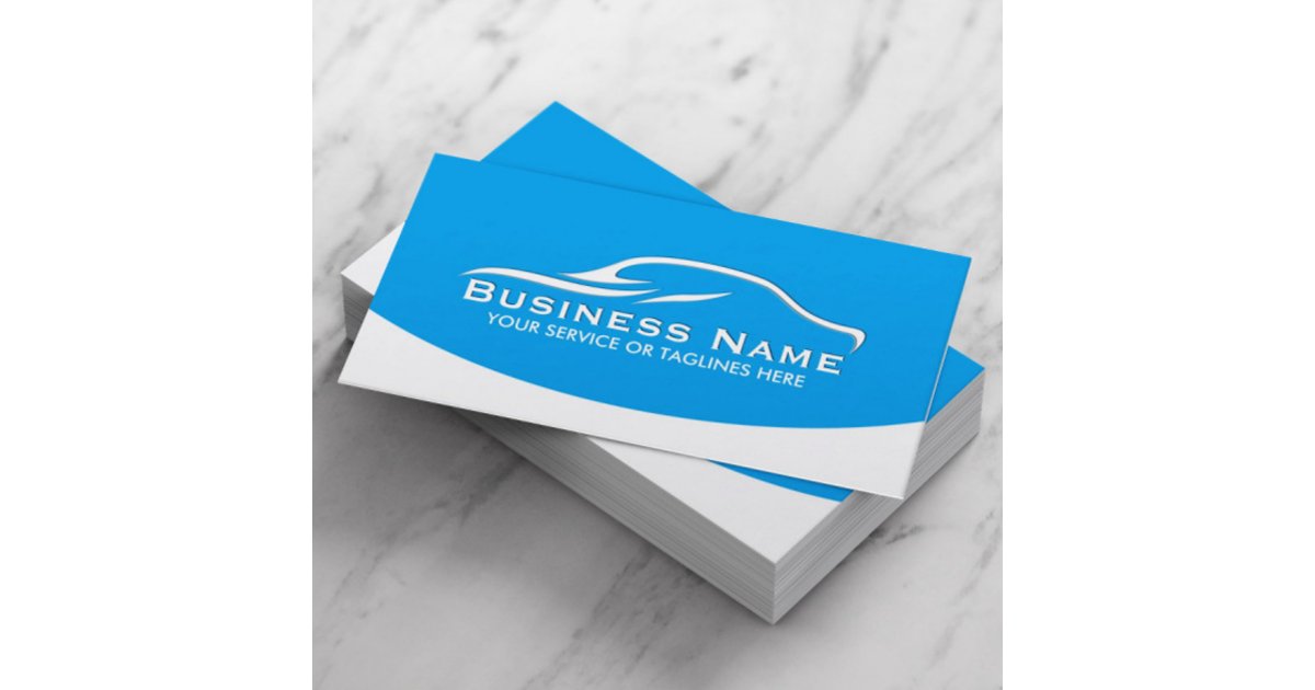 Auto Detailing Modern Blue Plain Automotive Business Card | Zazzle
