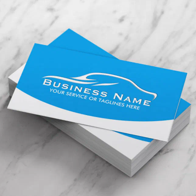 Auto Detailing Modern Blue Plain Automotive Business Card | Zazzle