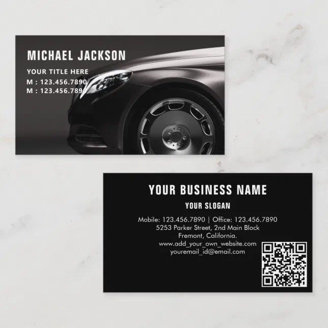 Auto Detailing Motor Vehicles Repair QR Code Business Card | Zazzle