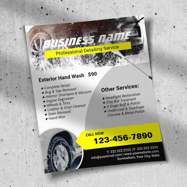 Auto Detailing Power Wash Professional Cleaning Flyer | Zazzle