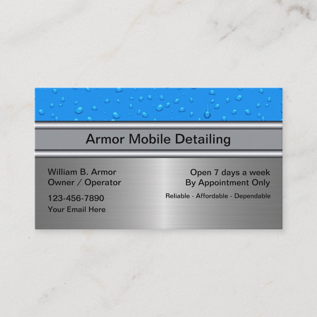 Auto Detailing Water Drops Business Cards | Zazzle