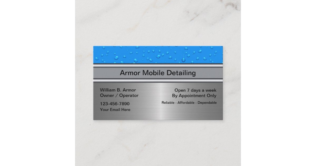 Auto Detailing Water Drops Business Cards | Zazzle