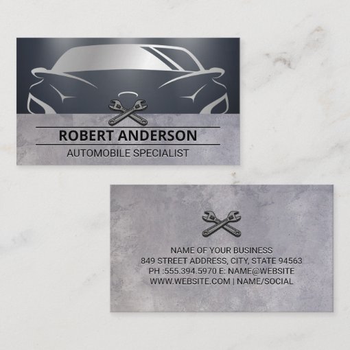 Auto Front View | Wrenches | Repair Business Card | Zazzle