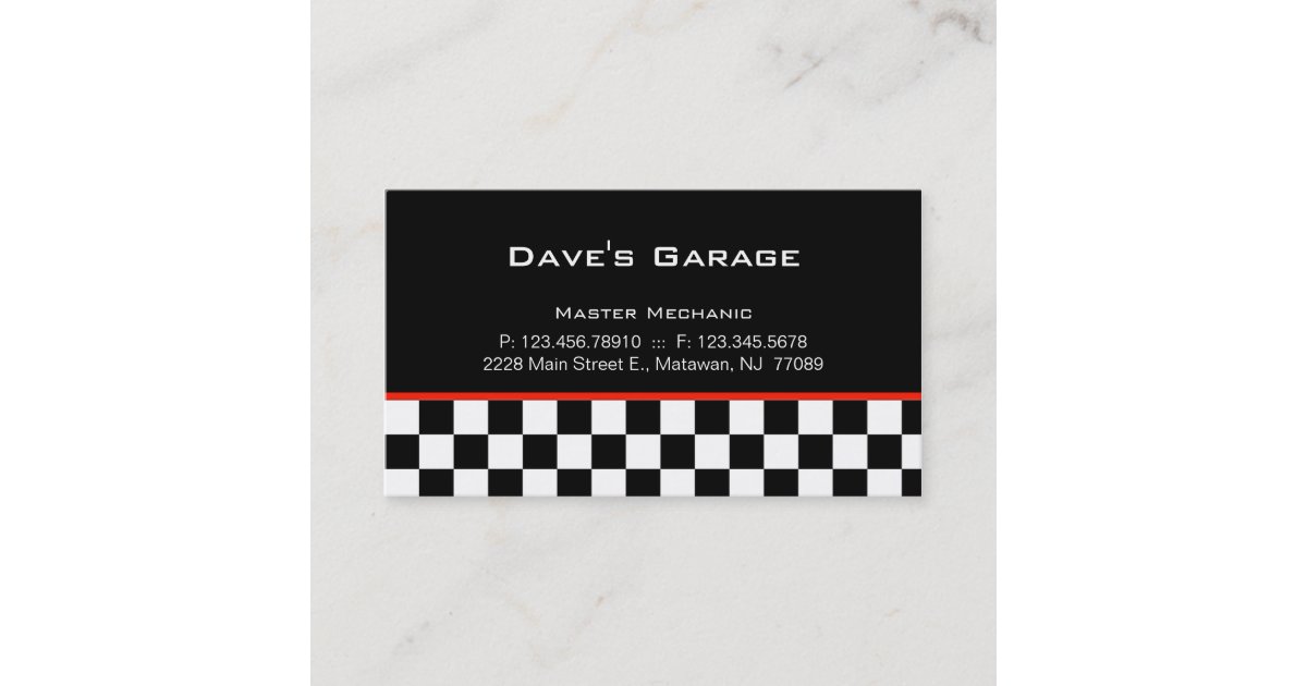Auto Garage Business Card Racing | Zazzle