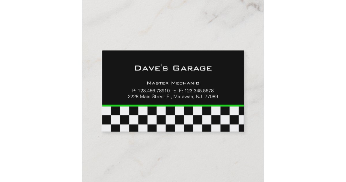 Auto Garage Business Card Racing Green | Zazzle