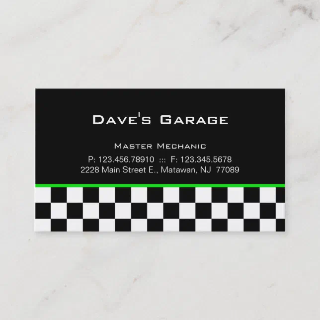 Auto Garage Business Card Racing Green | Zazzle
