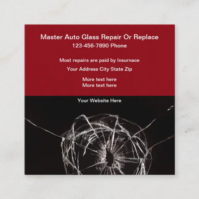 Auto Glass Repair And Tinting Square Business Card | Zazzle