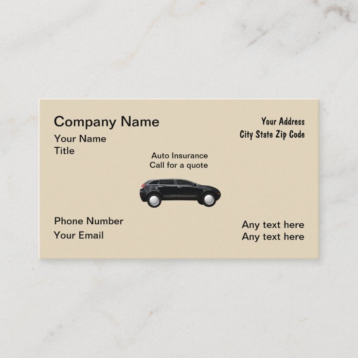 Auto Insurance Agent Business Card | Zazzle