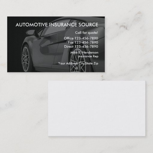 Auto Insurance Agent Business Cards | Zazzle