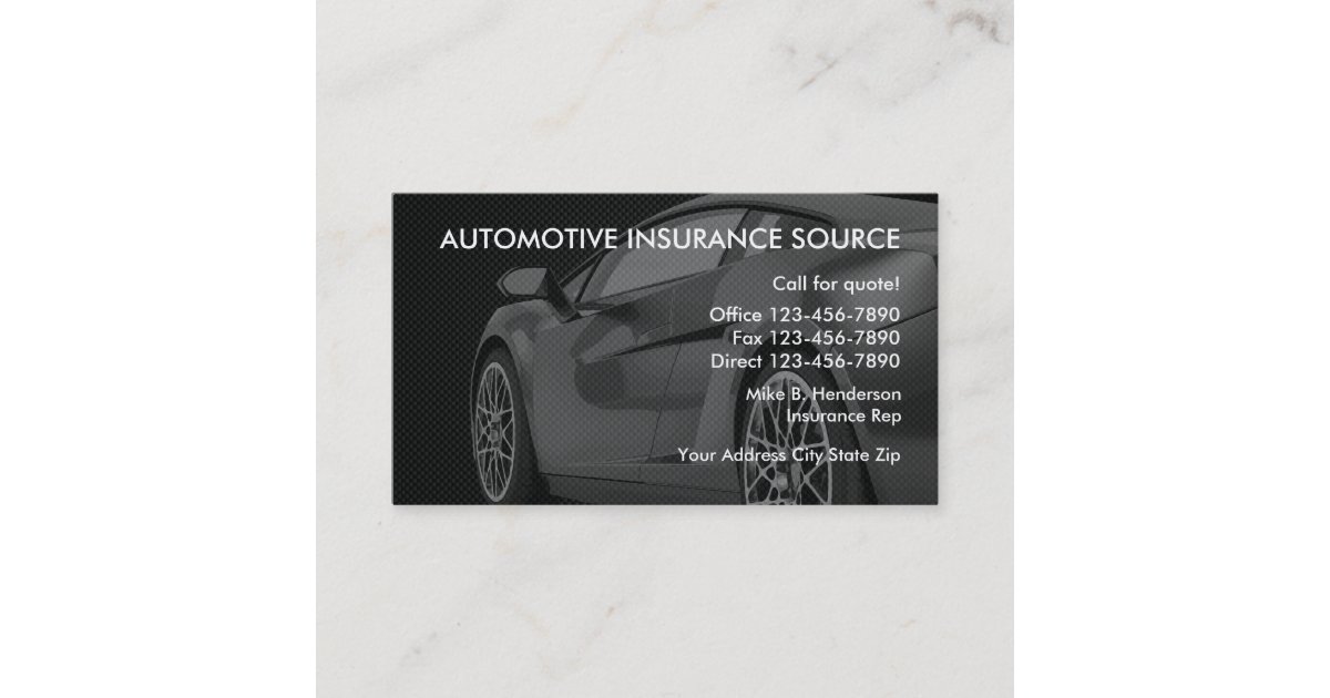 Auto Insurance Agent Business Cards | Zazzle