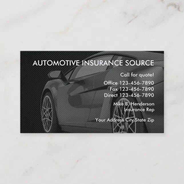 Auto Insurance Agent Business Cards | Zazzle