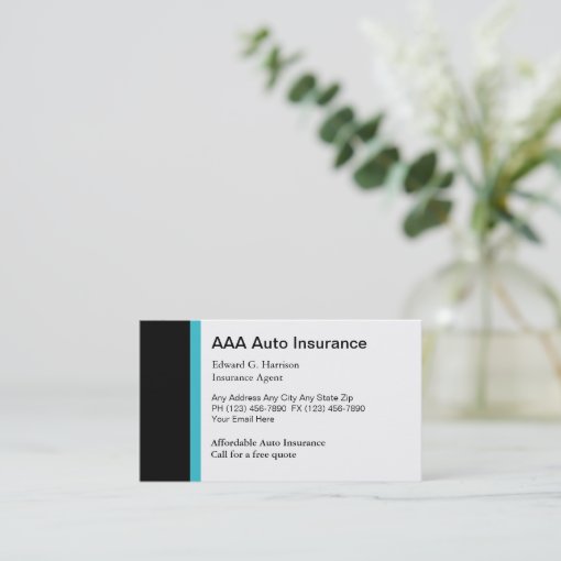 Auto Insurance Agent Business Cards | Zazzle