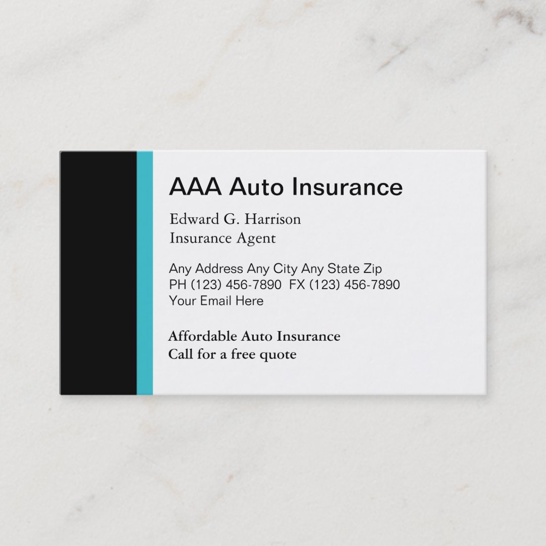 Auto Insurance Agent Business Cards | Zazzle