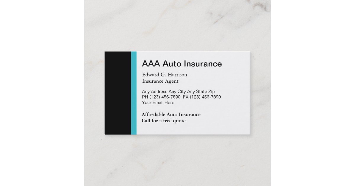 Auto Insurance Agent Business Cards | Zazzle