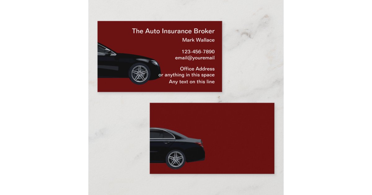 Auto Insurance Broker Business Cards | Zazzle