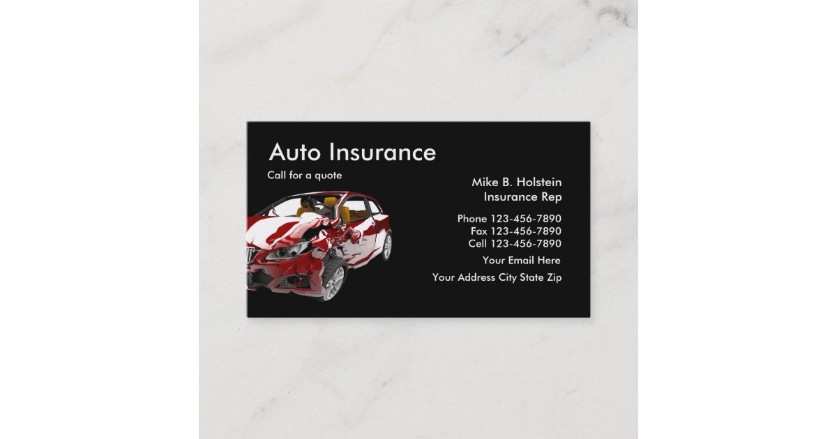 Auto Insurance Business Card | Zazzle
