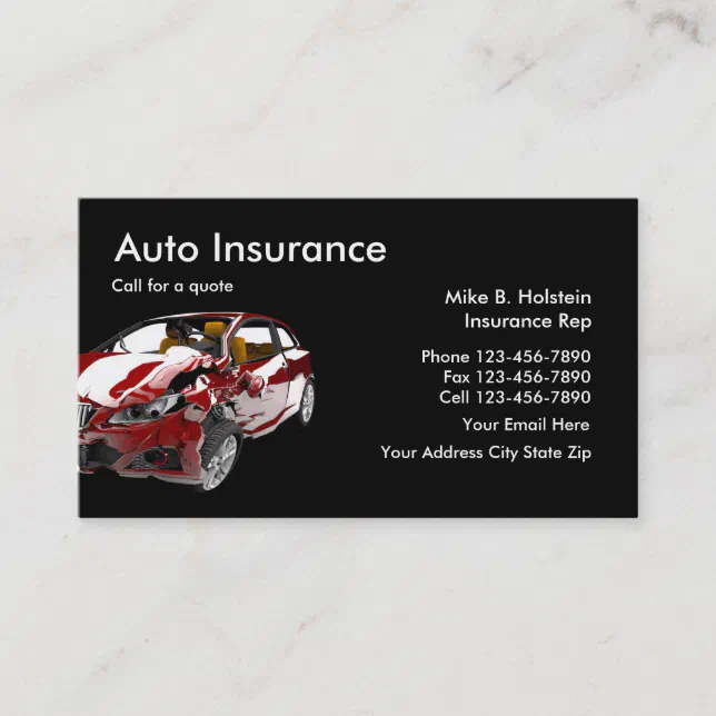 Auto Insurance Business Card | Zazzle